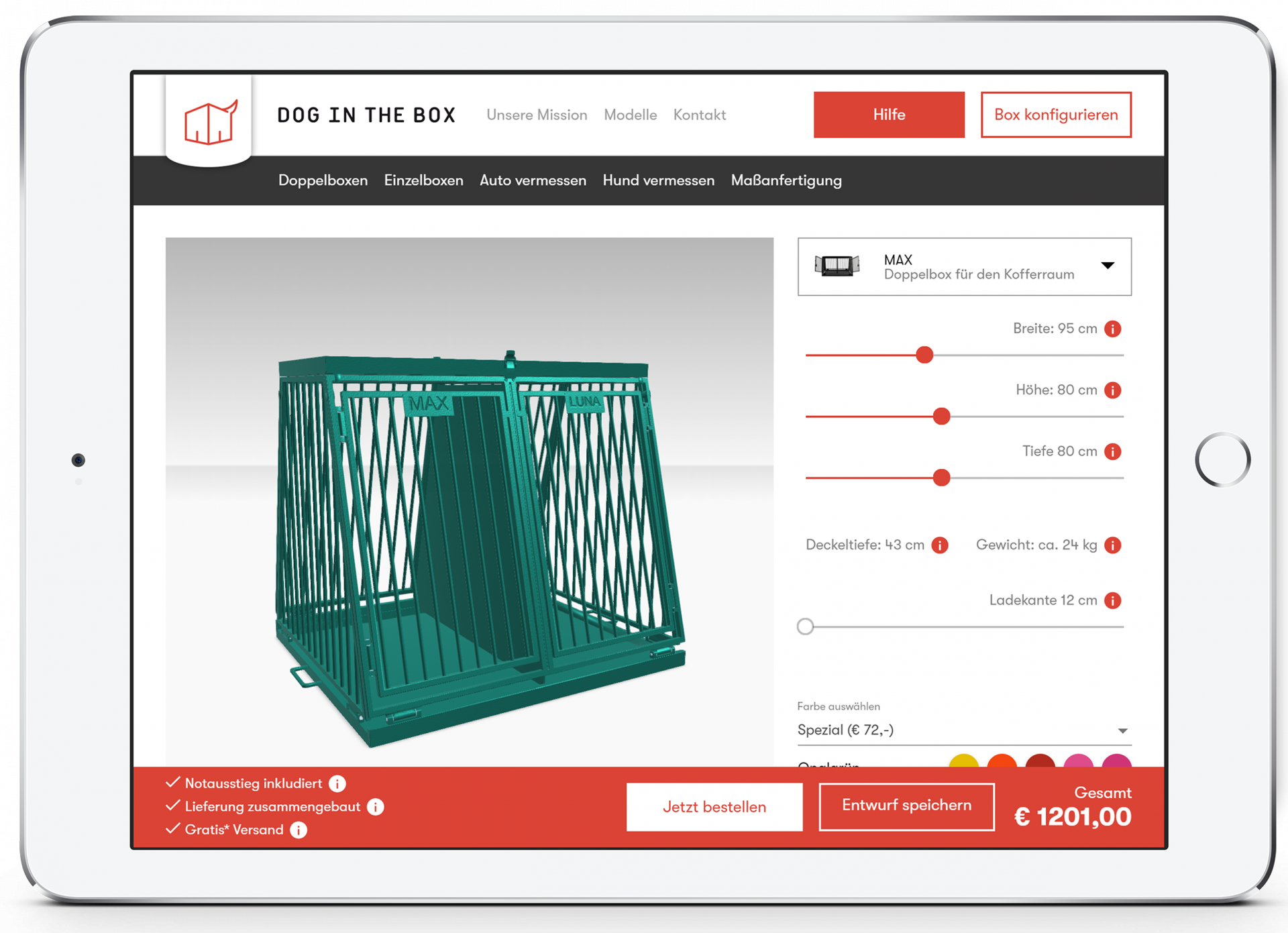 WebGL 3D Konfigurator - Dog in the Box [redPlant Realtime Studio]